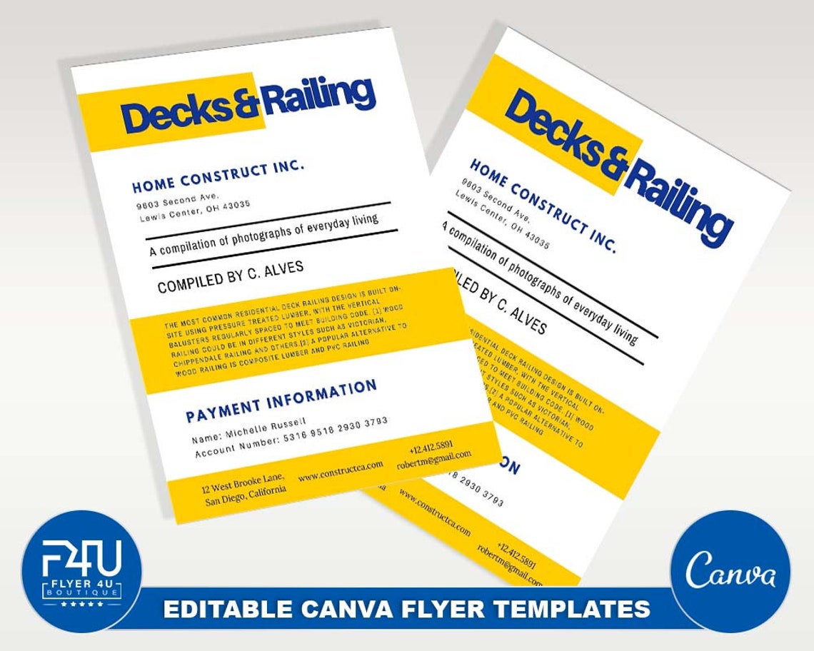 Decks and Railing Flyer DIY Canva Decks & Railing Template | Etsy