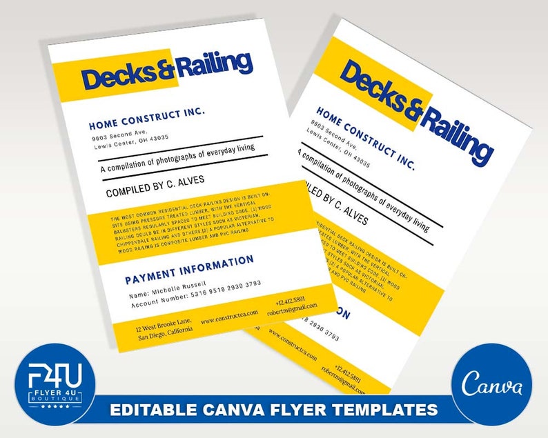 Decks and Railing Flyer DIY Canva Decks & Railing Template | Etsy