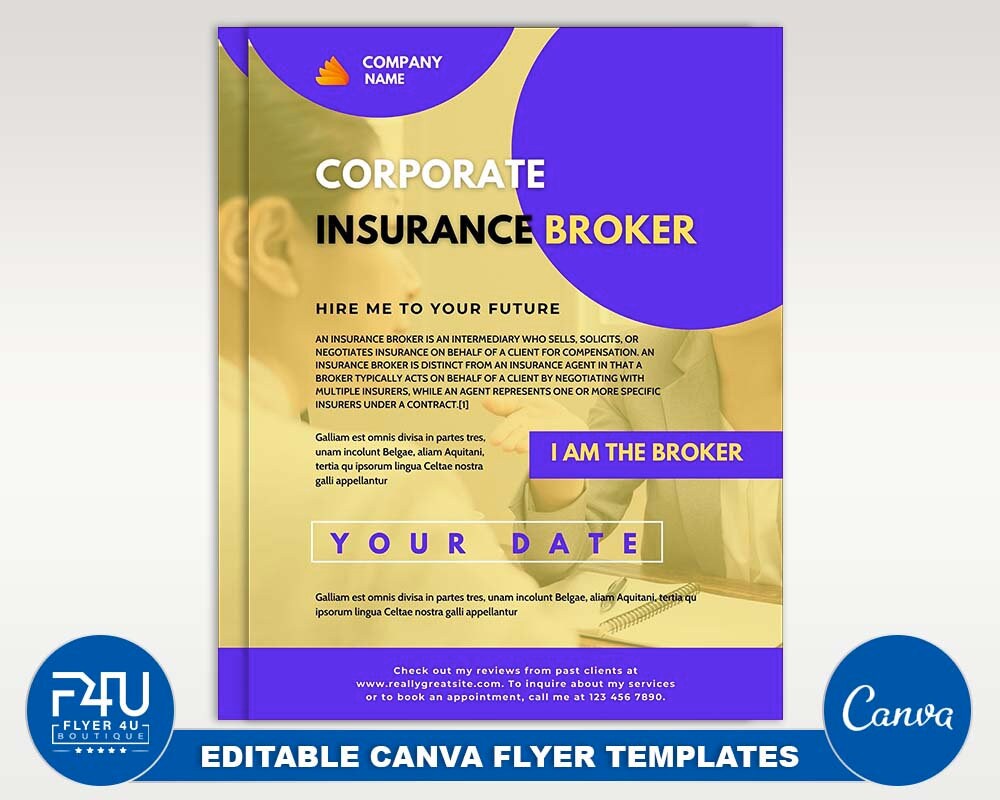 Design & Templates Corporate Insurance Broker Flyer,DIY Canva Corporate ...