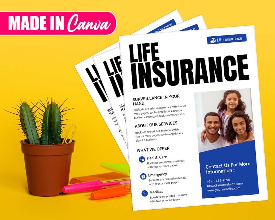 Life Insurance Flyer, DIY Canva Life Insurance Flyer, Editable Canva US ...
