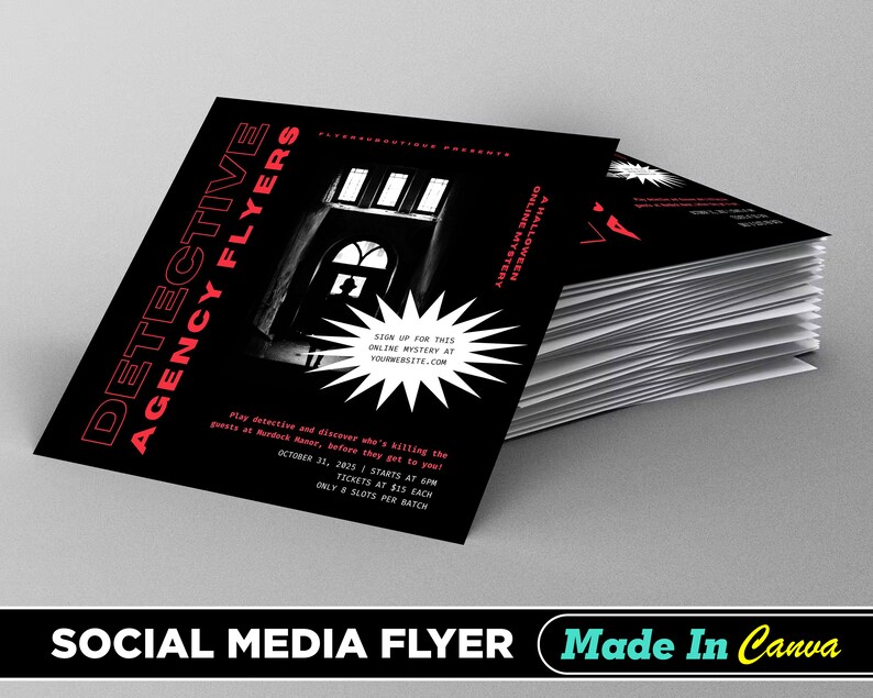 Detective Agency Flyer, DIY Canva Detective Flyer Template 2022 ...