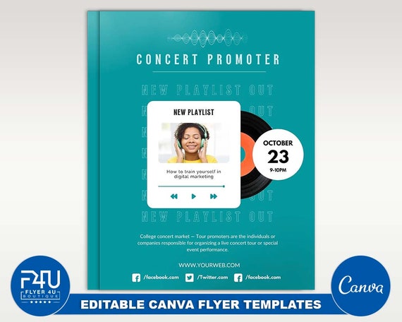 Concert Promoter Flyerdiy Canva Concert Promoter Flyer | Etsy