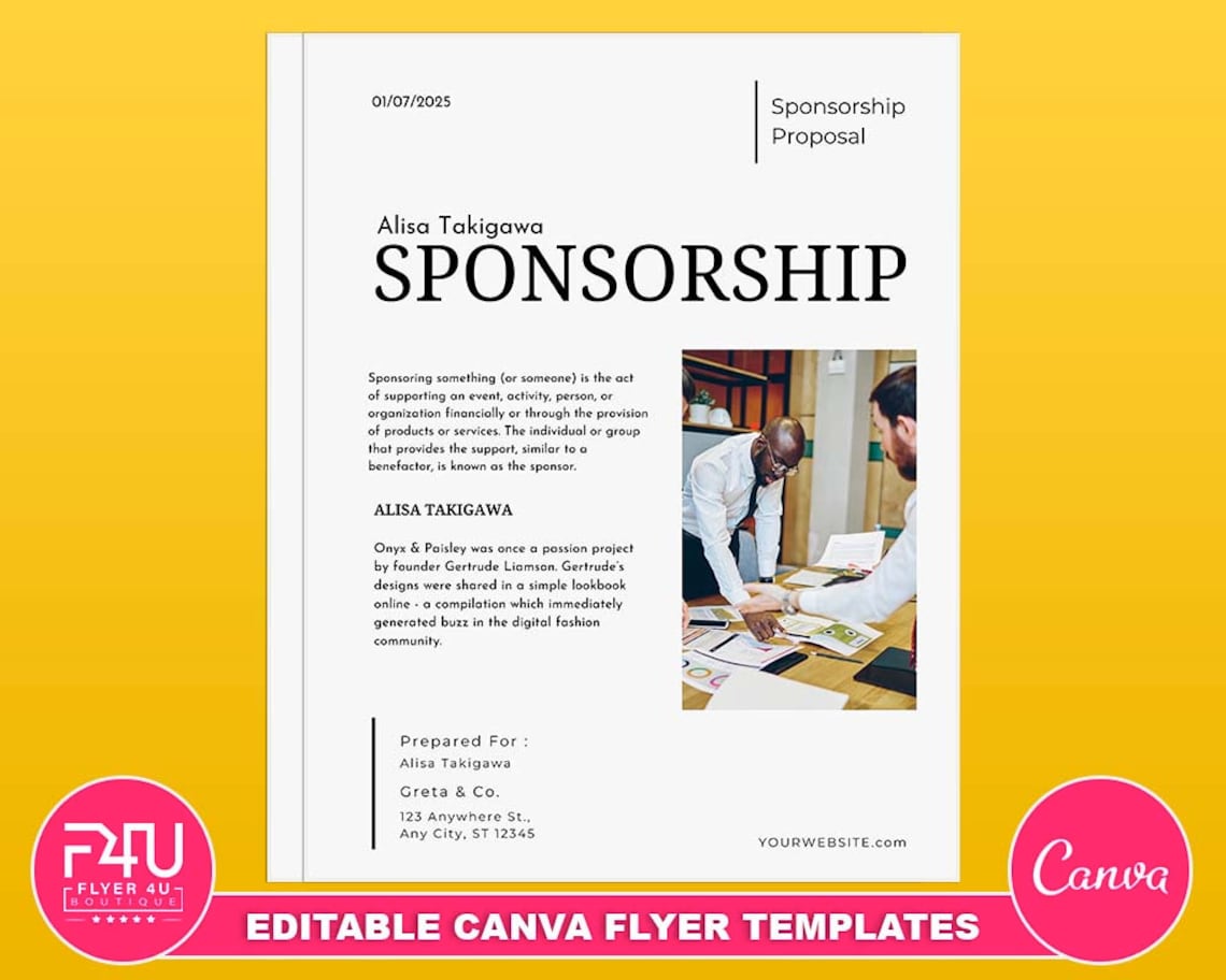 Sponsorship Flyer DIY Canva Sponsorship Templates Editable - Etsy