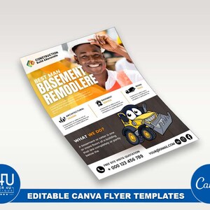 Basement Remodeler Flyer DIY Canva Basement Remodeler Flyer | Etsy