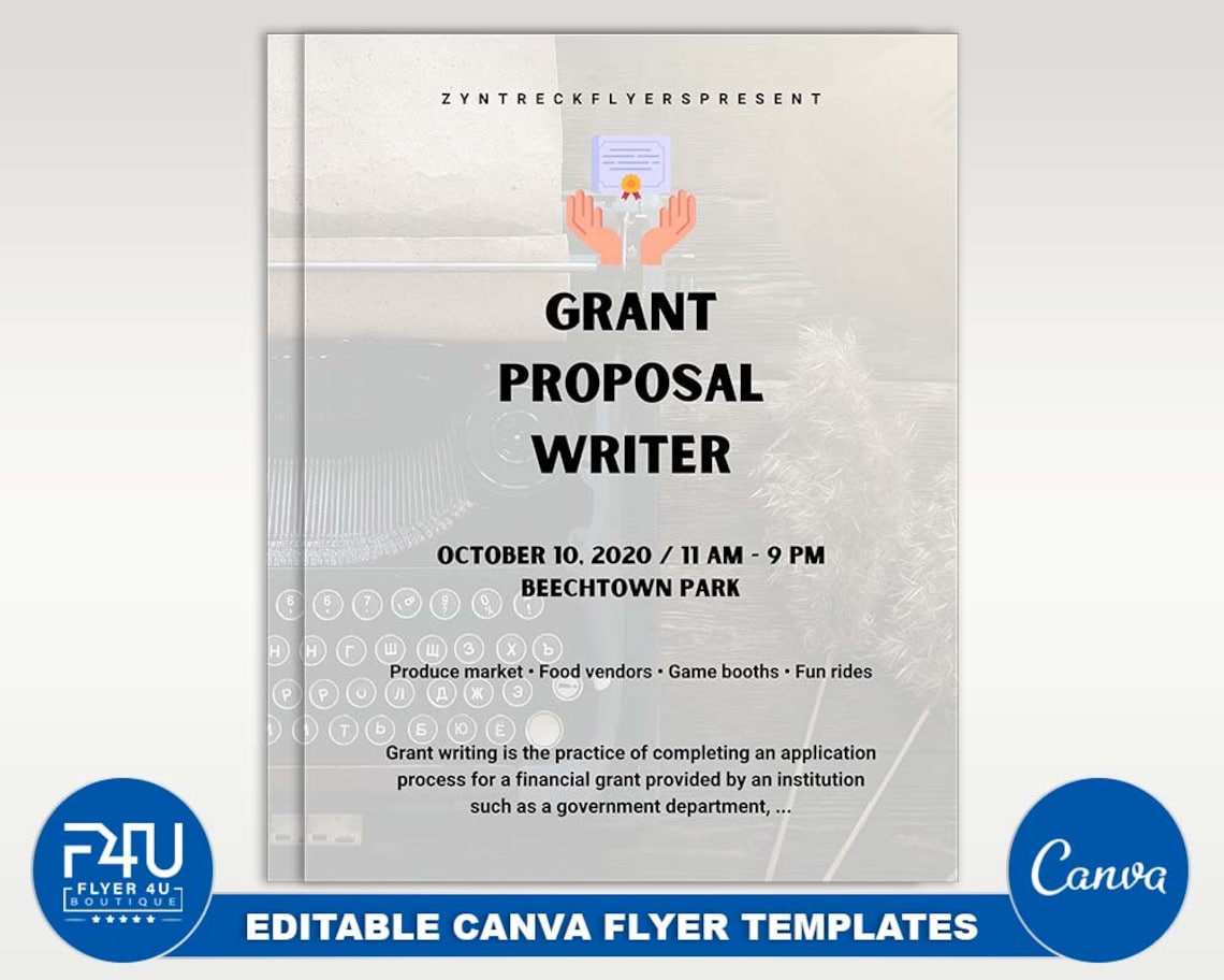 Grant Proposal Writer Flyer DIY Canva Grant Proposal Writer - Etsy