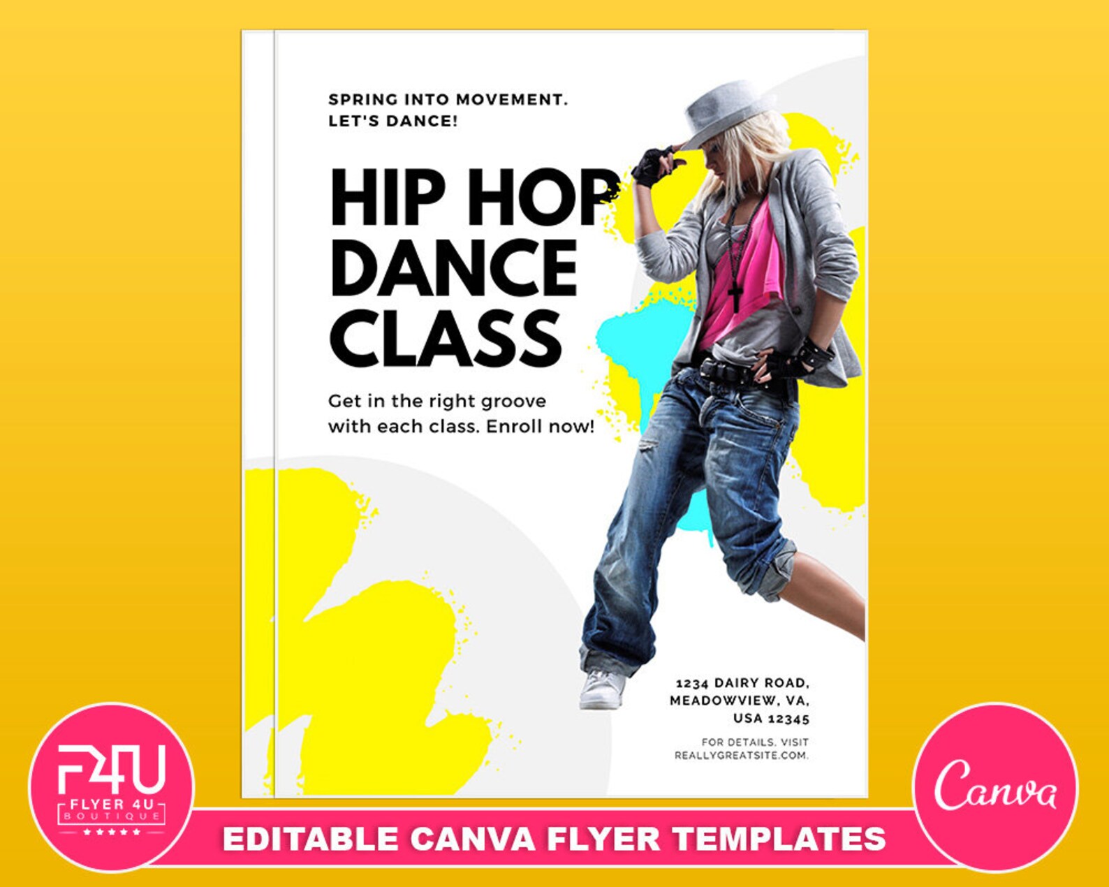 Hip Hop Dance Class Flyer, DIY Canva Hip Hop Dance Class Templates ...