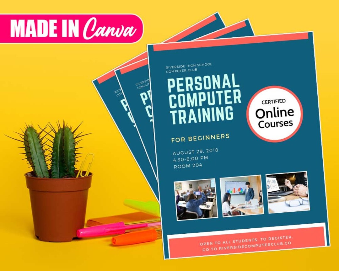Personal Computer Training Flyer, DIY Canva Personal Computer Training ...