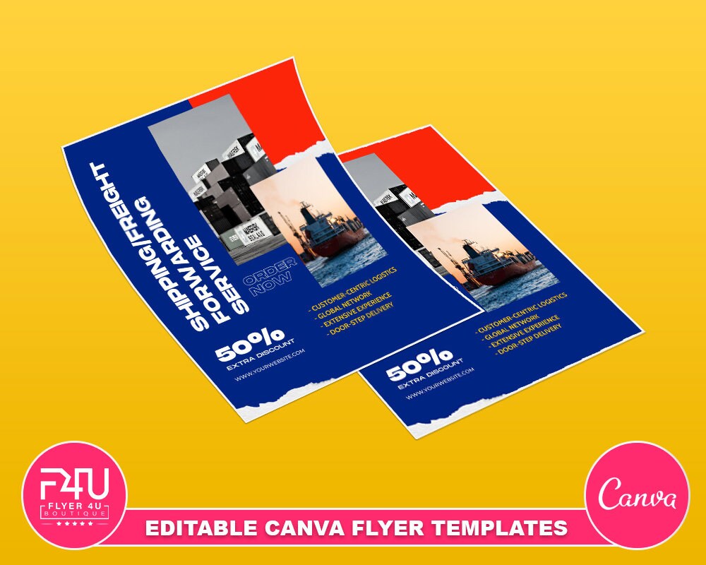 Shipping Freight Forwarding Flyer, DIY Canva Shipping Freight ...
