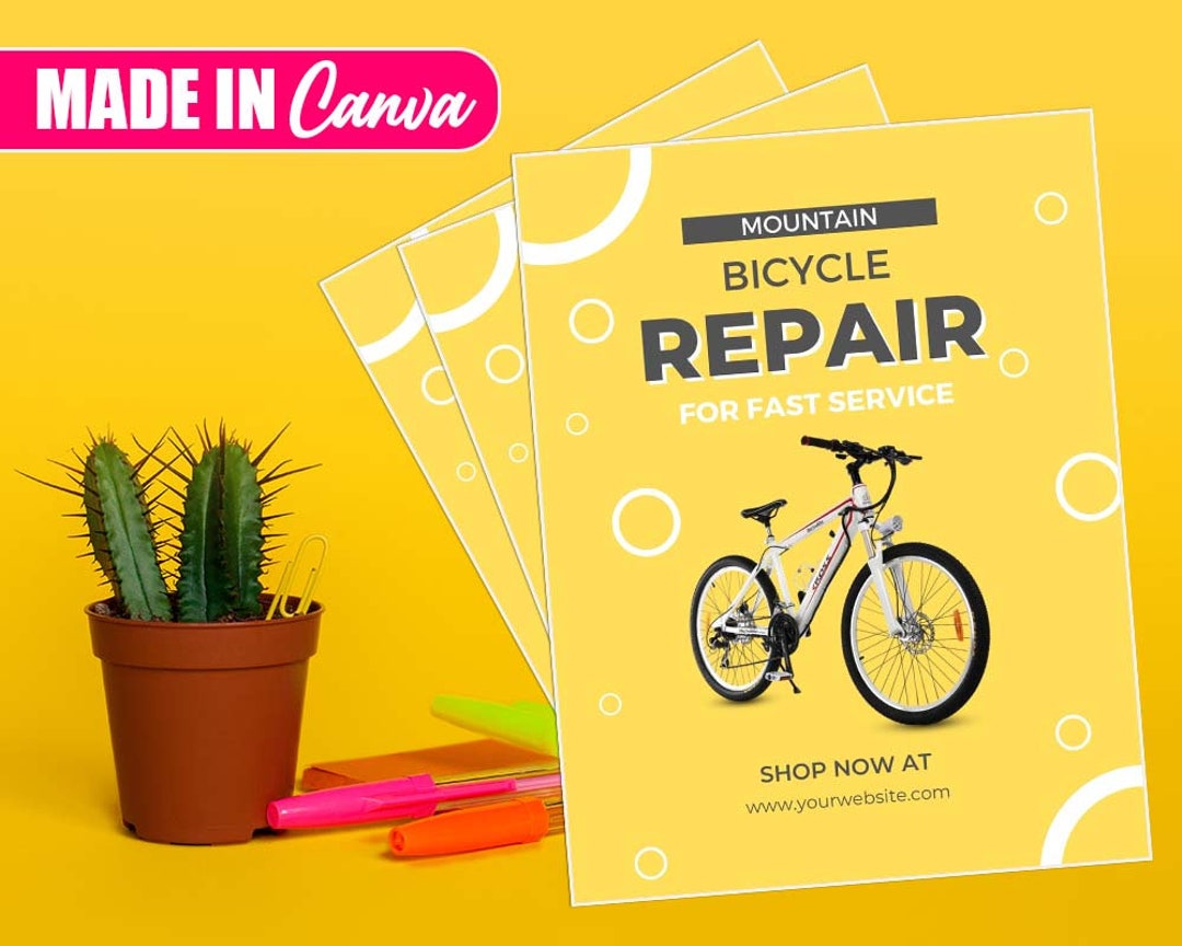 Bicycle Repair Flyer, DIY Canva Bicycle Repair Flyer Template 2022 ...