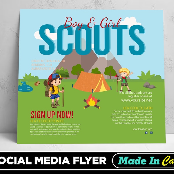Canva Scout Template - Etsy