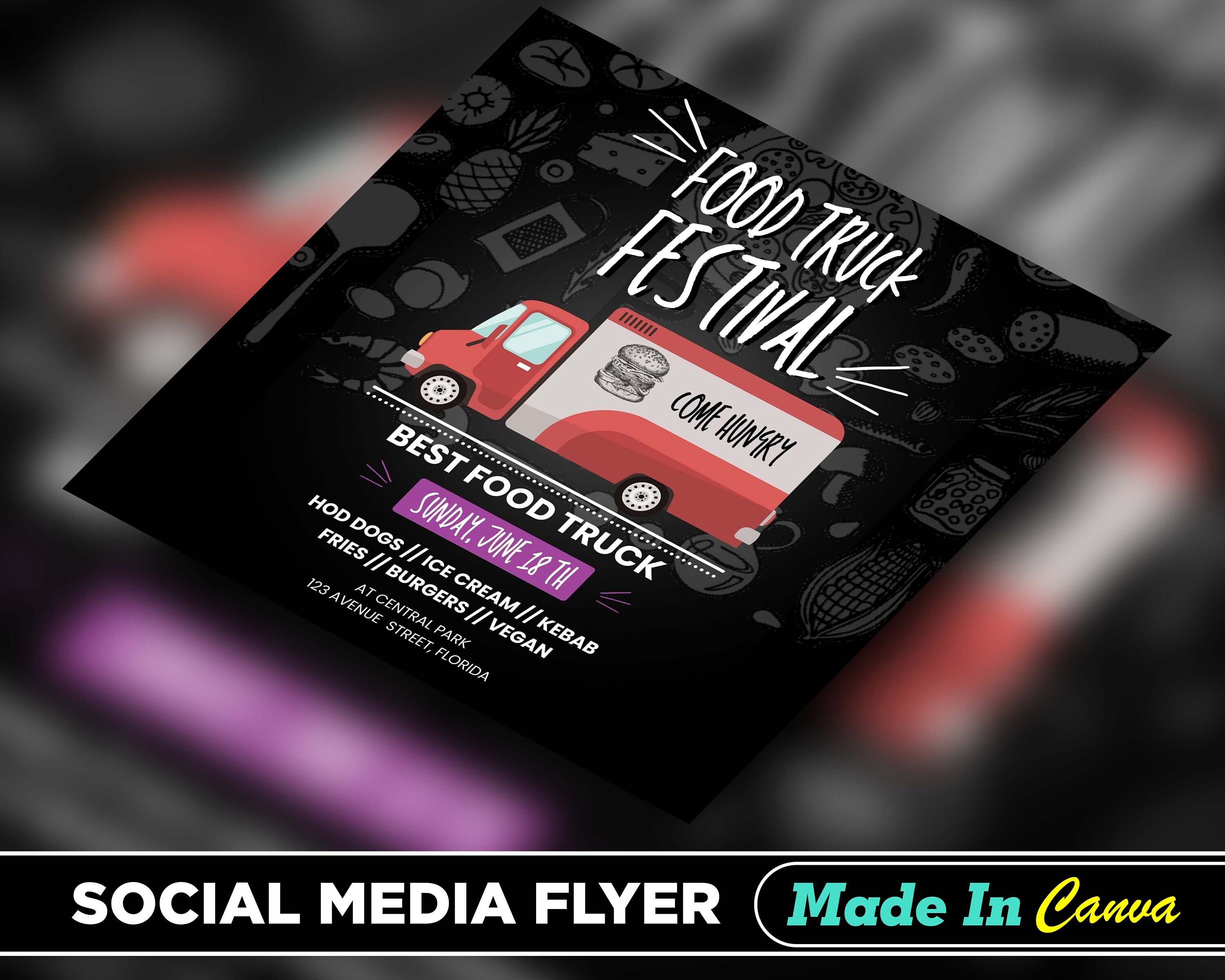 Food Truck Festival Flyer, DIY Canva Food Truck Festival Flyer Template ...