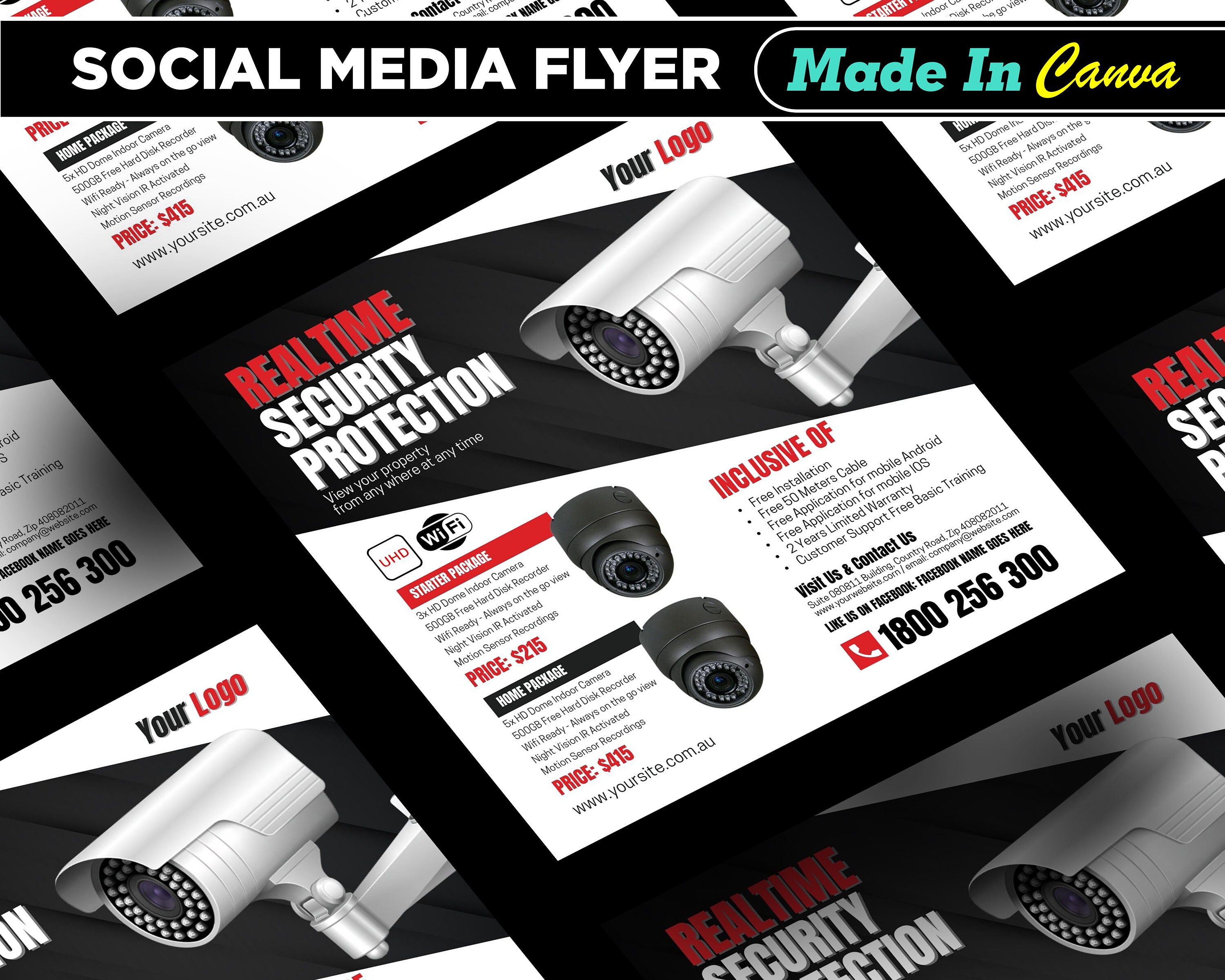 CCTV Camera Flyer, DIY CCTV Camera Shop Flyer Template, Editable Canva ...