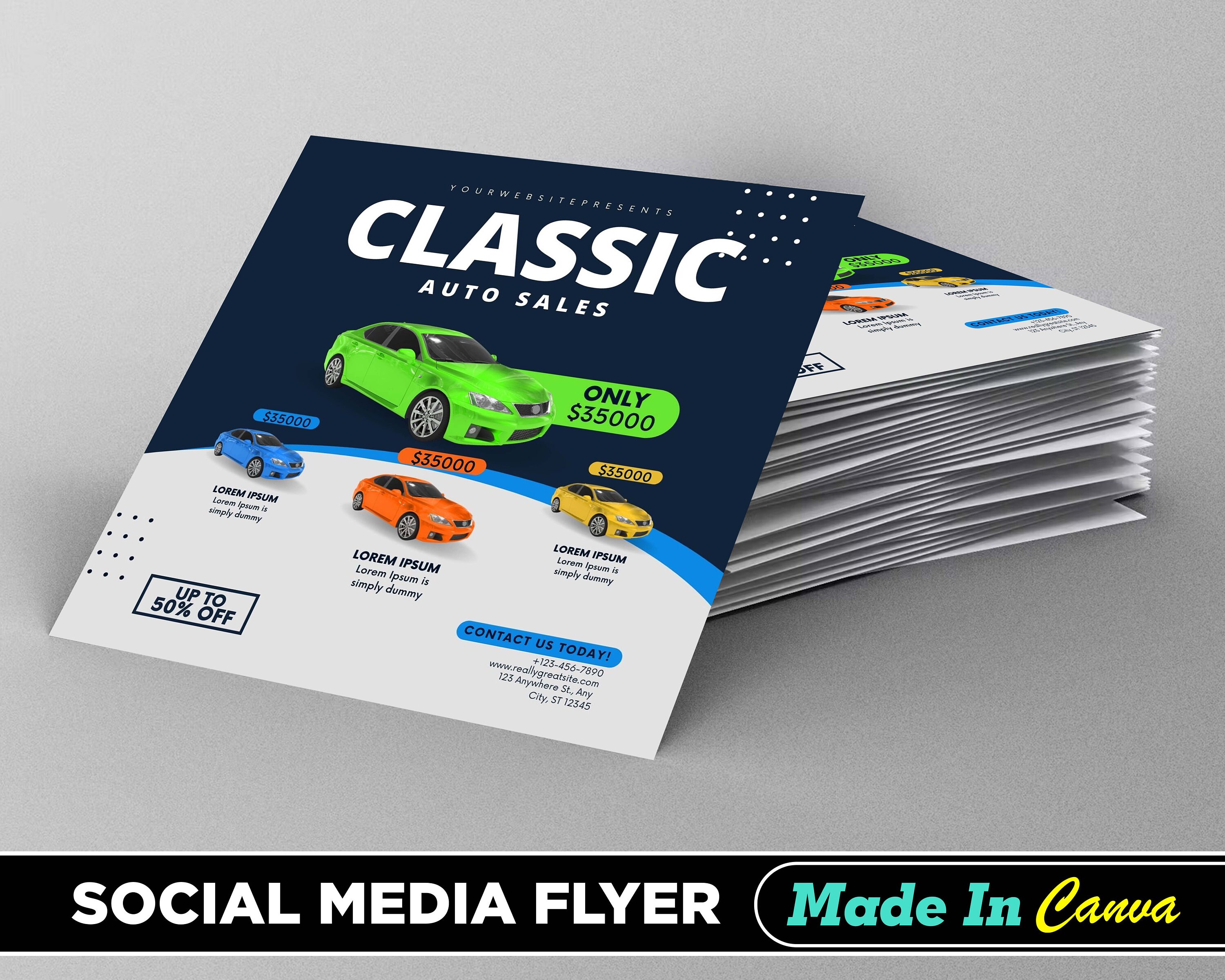 Classic Auto Sales Flyer, DIY Canva Classic Auto Sales Flyer Template ...