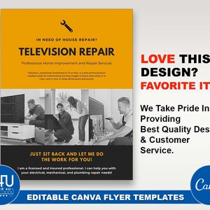 Television Repair Flyer DIY Canva Television Repair Flyer | Etsy
