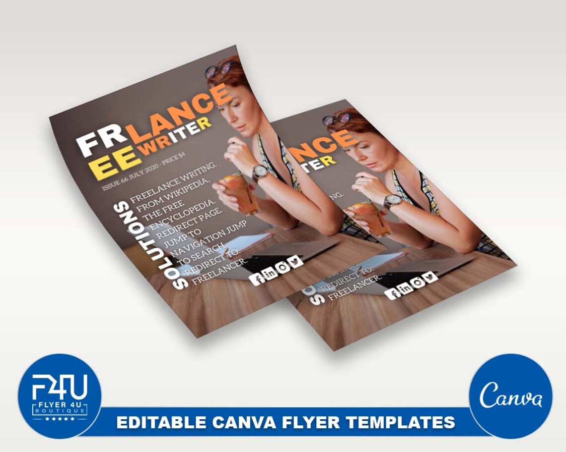 Freelance Writer Flyer DIY Canva Freelance Writer Flyer - Etsy