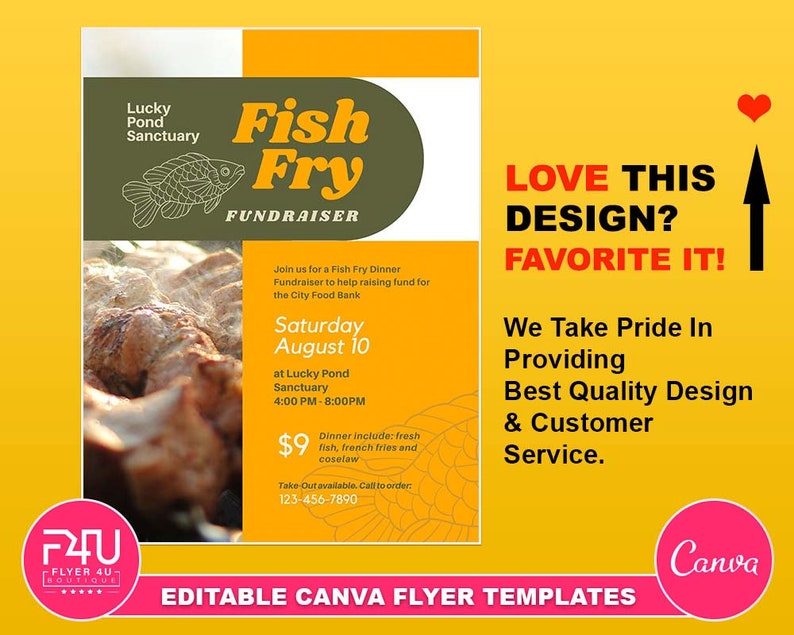 Fish Fry Flyer DIY Canva Fish Fry Flyer Template Editable US - Etsy