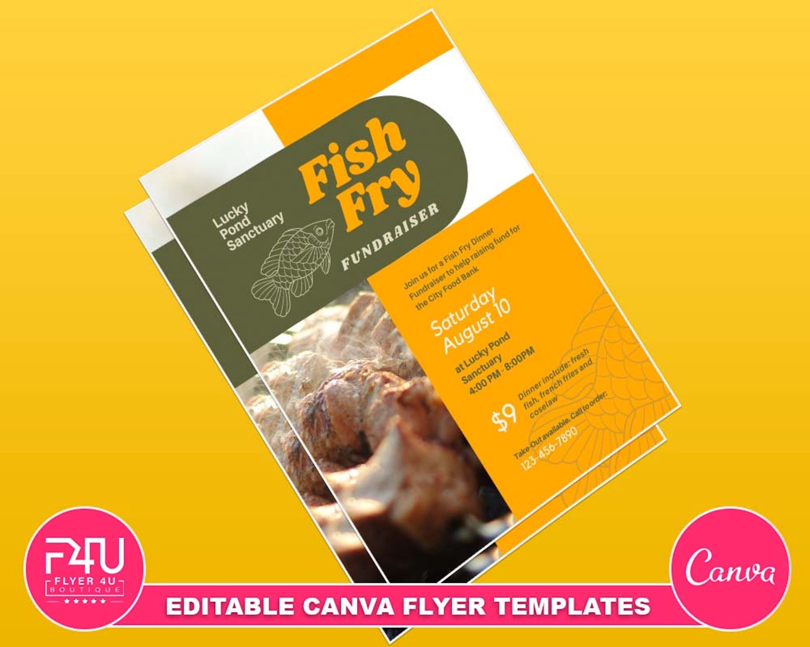 Fish Fry Flyer DIY Canva Fish Fry Flyer Template Editable US - Etsy