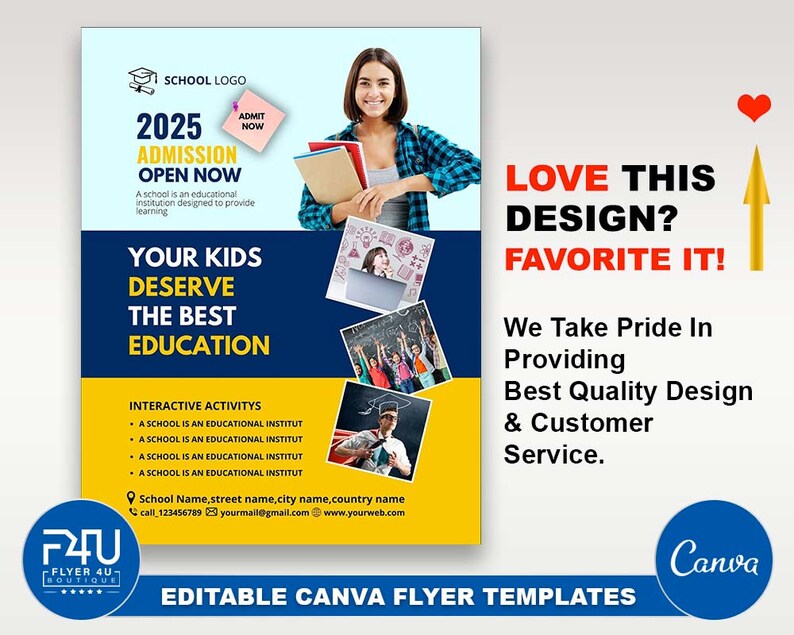 School Flyer Diy Canva School Flyer Template 2022 Editable Etsy