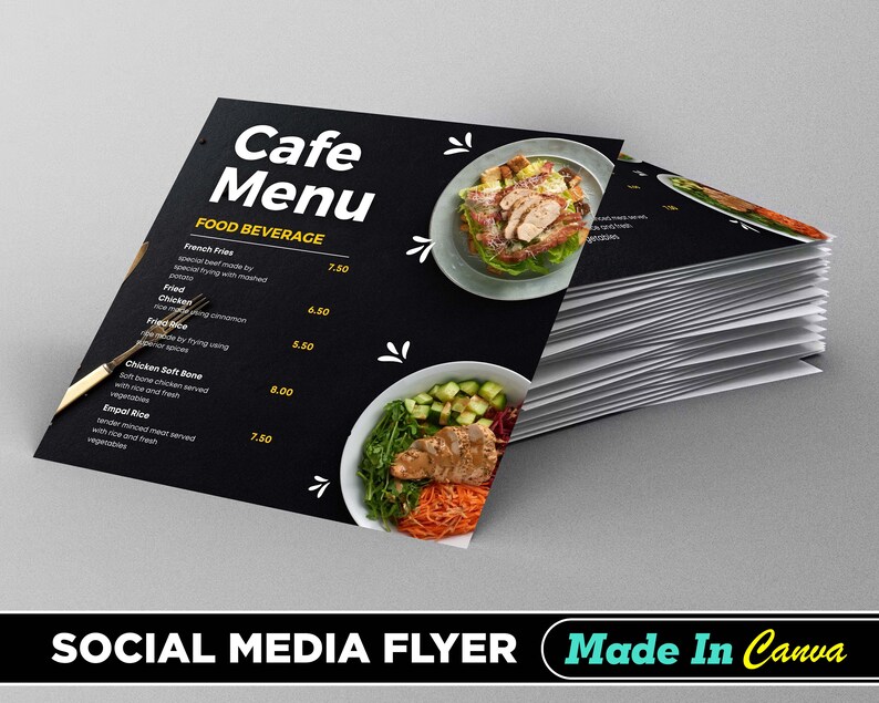 Menu Flyer DIY Canva Menu Flyer Template 2022 Editable Canva | Etsy