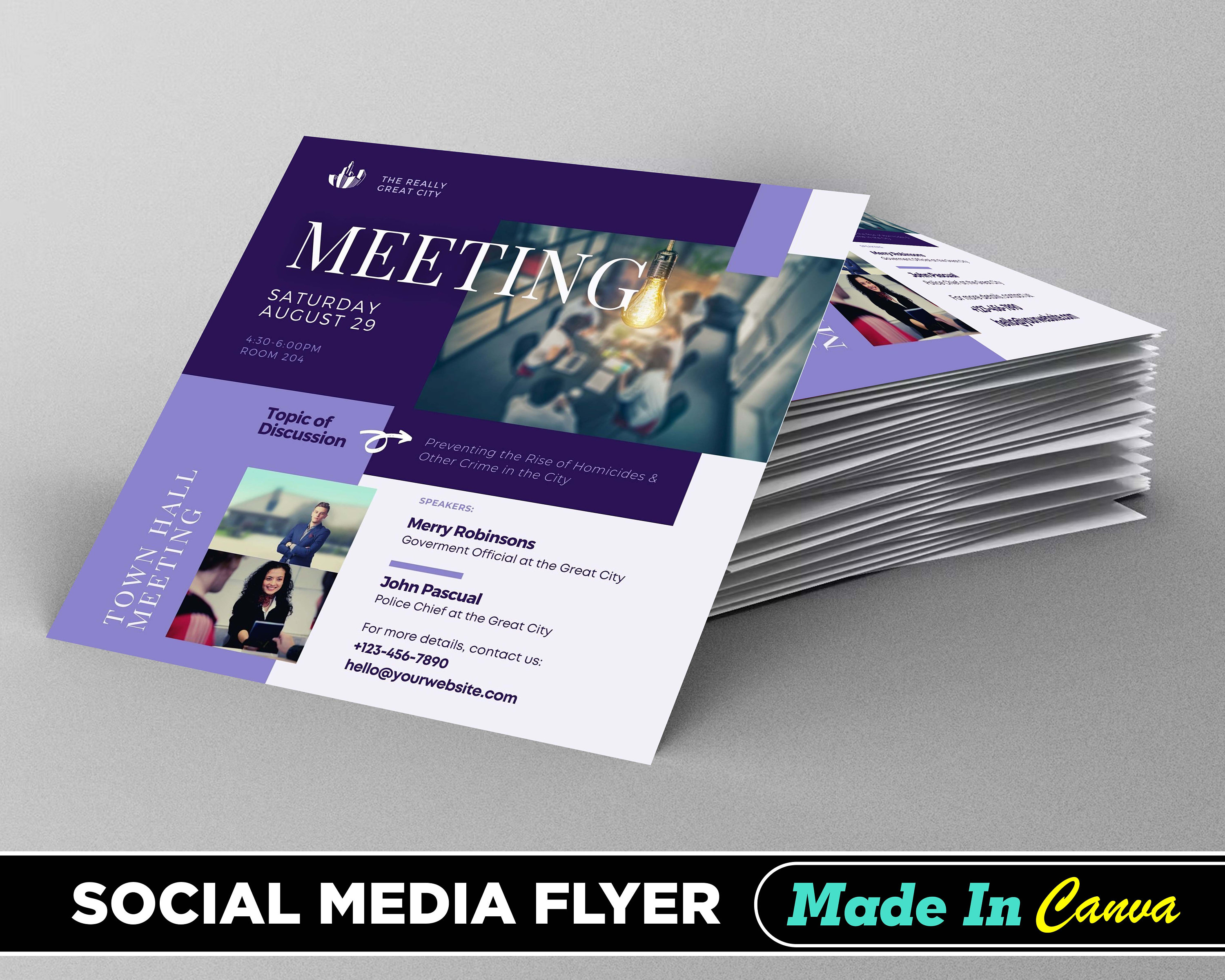 Meeting Flyer DIY Canva Meeting Flyer Template Editable - Etsy