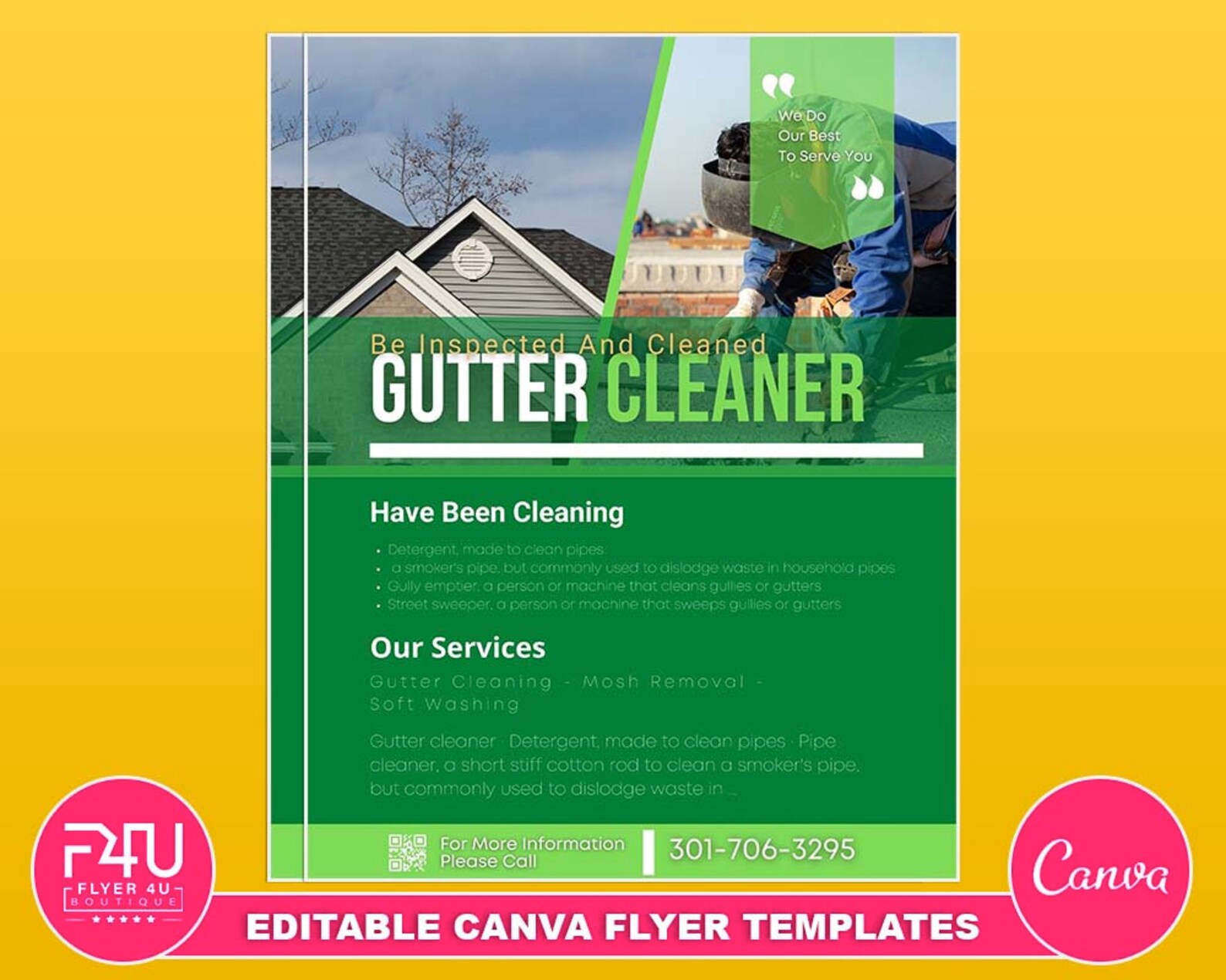Gutter Cleaning Flyer DIY Canva Gutter Cleaning Flyer - Etsy