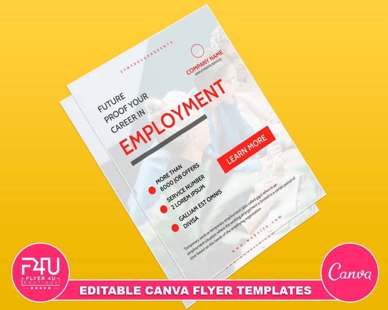 Temporary Employment Agency Flyer, DIY Canva Temporary Employment ...