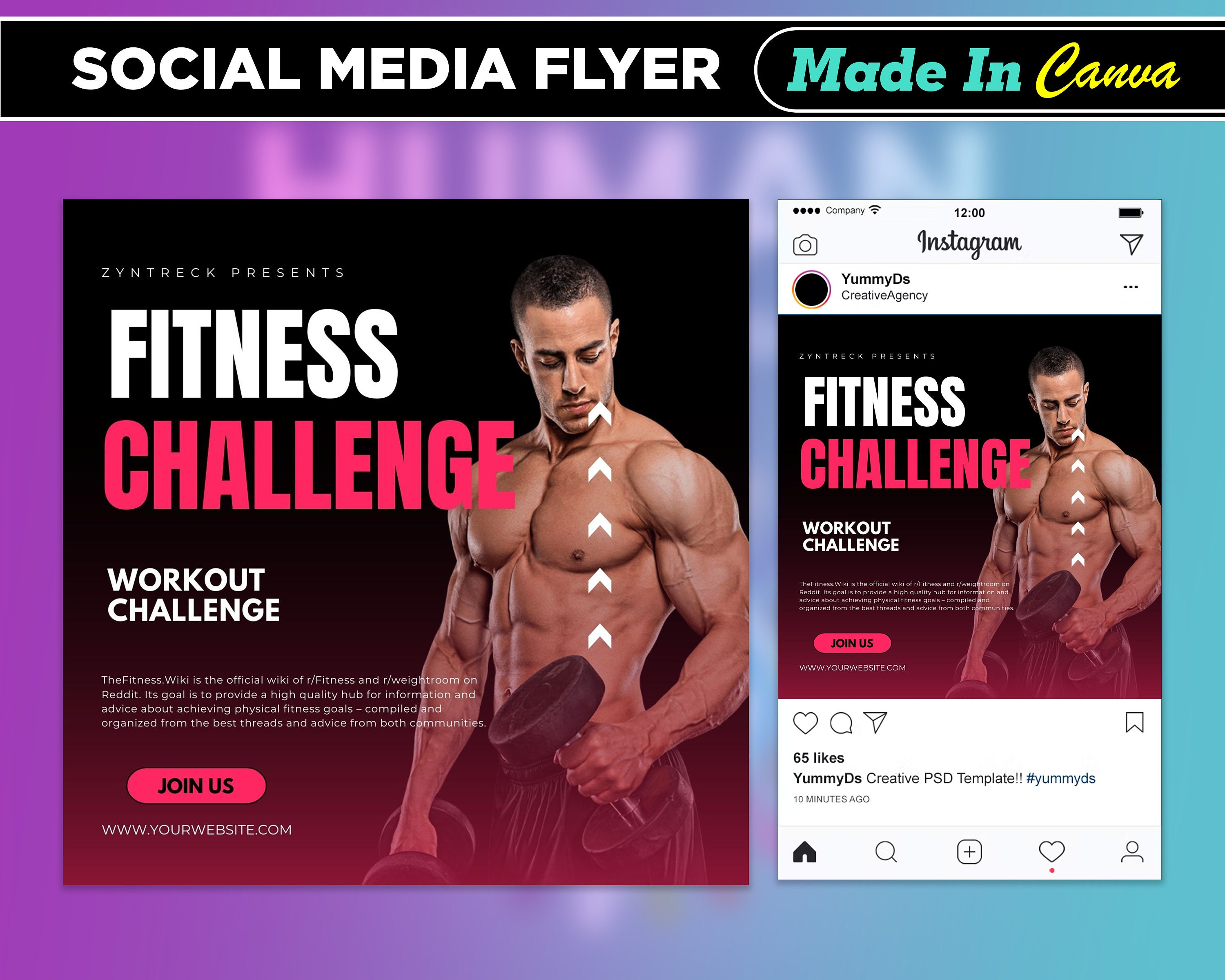 Fitness Challenge Flyer, DIY Canva Fitness Challenge Flyer Template ...