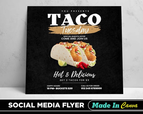 Taco Flyer DIY Canva Taco Flyer Template 2022 Editable - Etsy
