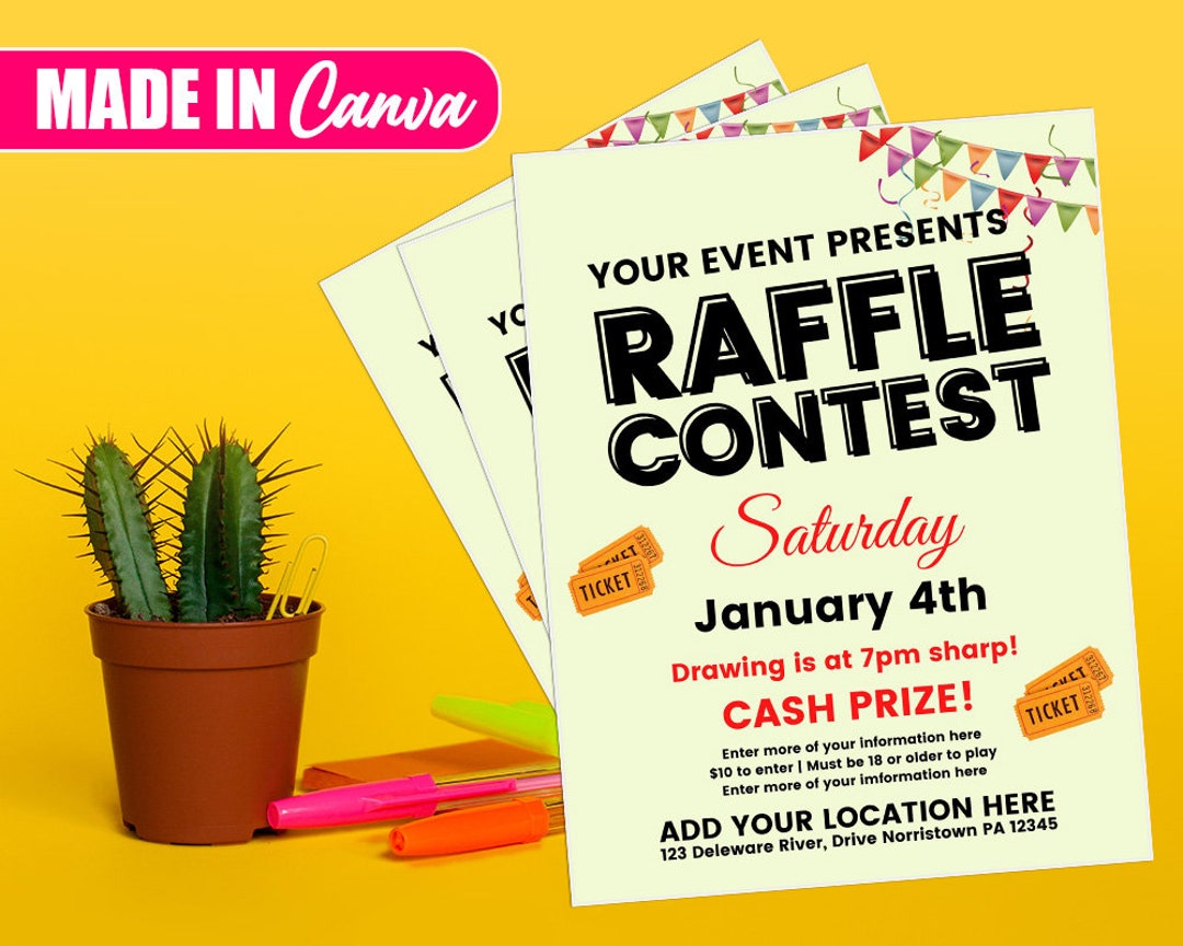 Raffle Flyer DIY Canva Raffle Flyer Template 2022 Editable - Etsy