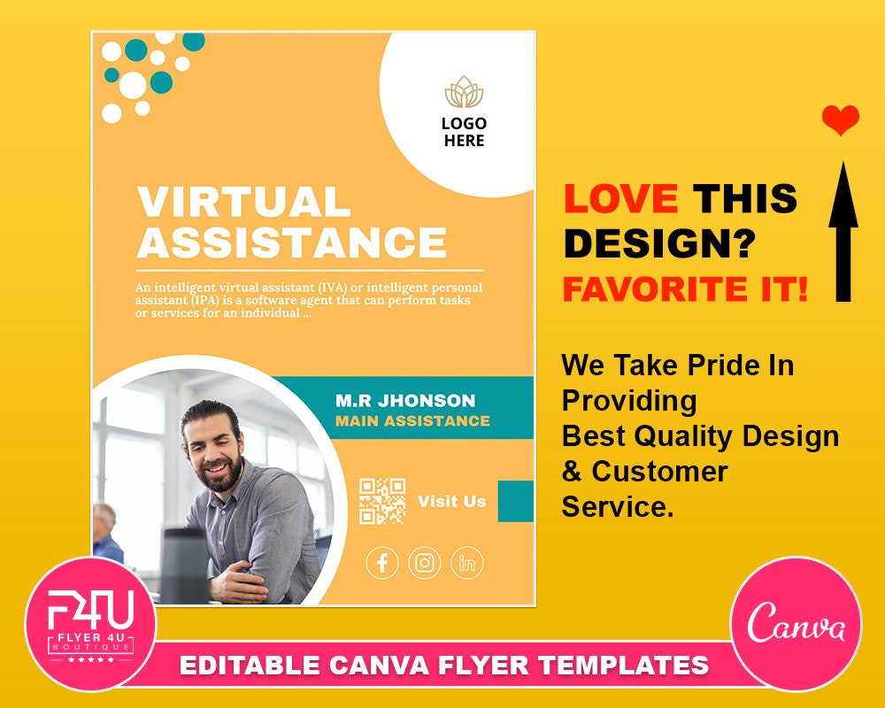 Virtual Assistant Flyer DIY Canva Virtual Assistant Flyer - Etsy