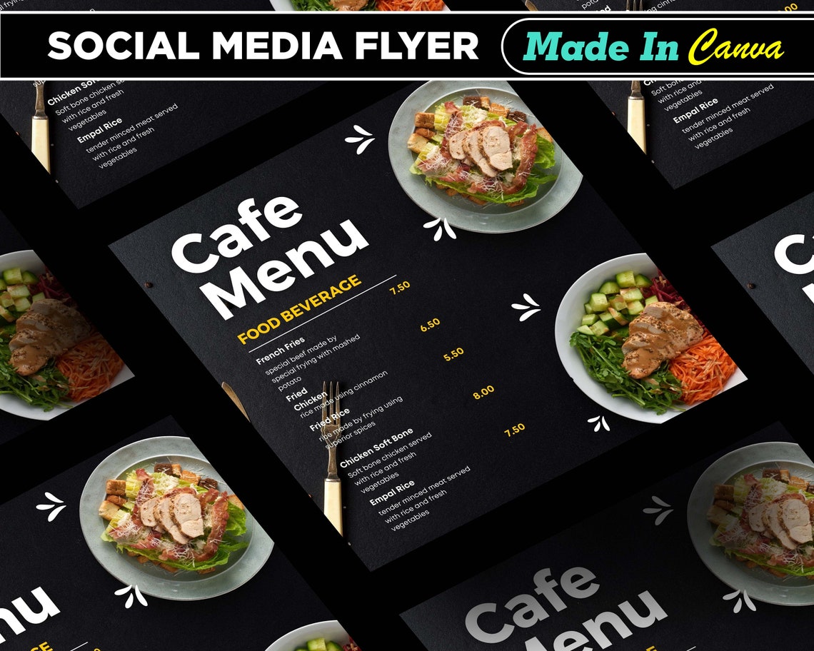 Menu Flyer DIY Canva Menu Flyer Template 2022 Editable Canva - Etsy