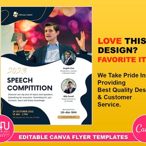 Speech Competition Flyer, DIY Canva Speech Competition Flyer Template ...