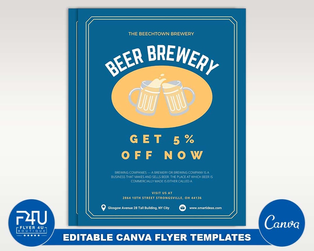 Beer Brewery Flyer, DIY Canva Beer Brewery Flyer Template 2022 ...