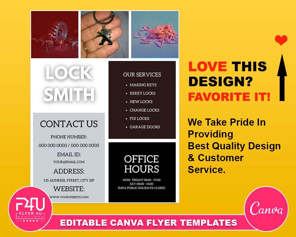 Locksmith Service Flyer DIY Canva Locksmith Service Flyer - Etsy