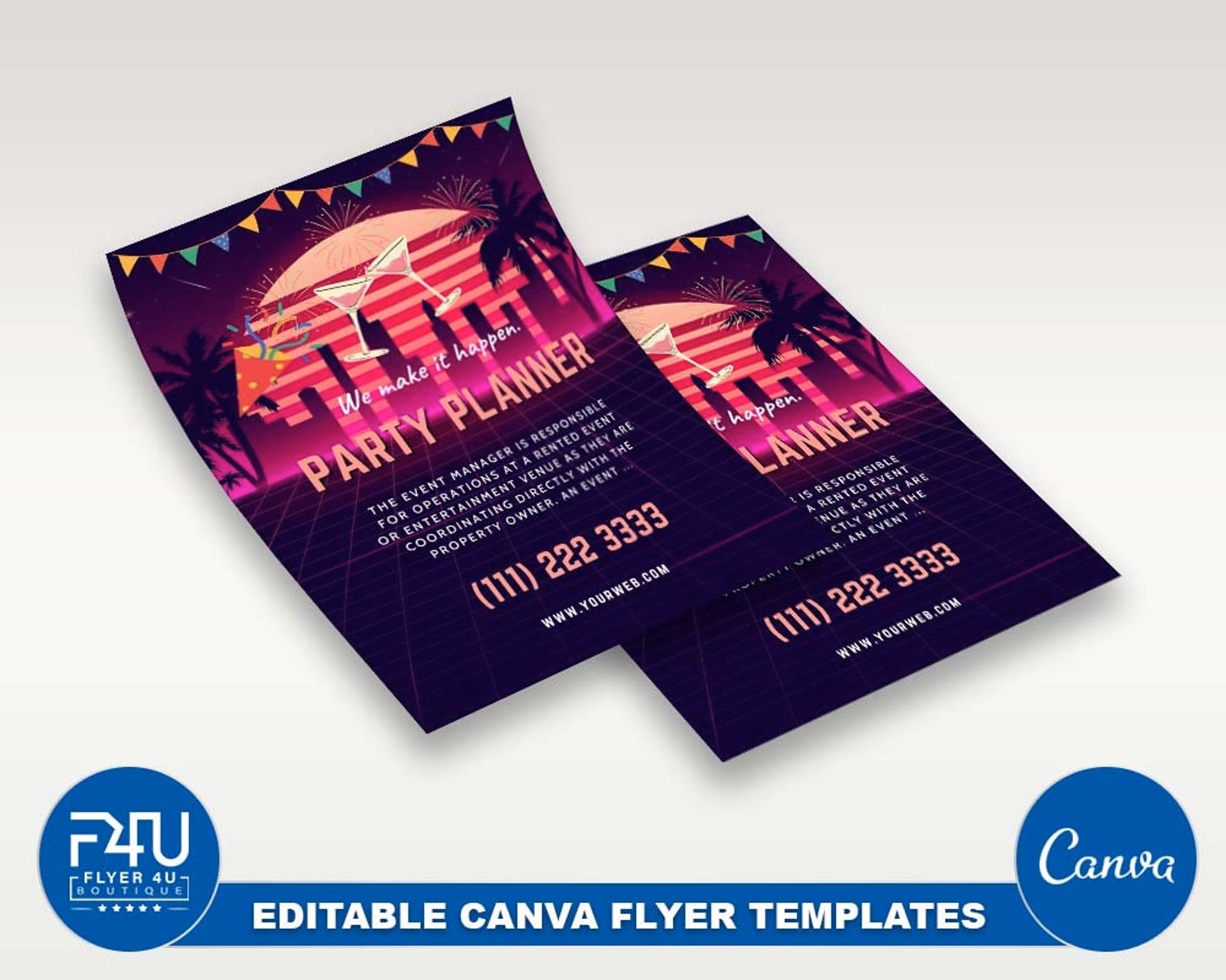 Party Planner Flyer DIY Canva Party Planner Flyer Template - Etsy