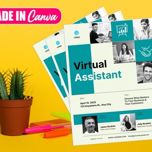 Virtual Assistant Flyer, DIY Canva Virtual Assistant Flyer Template ...