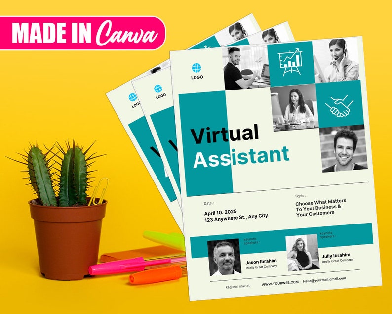 Virtual Assistant Flyer DIY Canva Virtual Assistant Flyer - Etsy