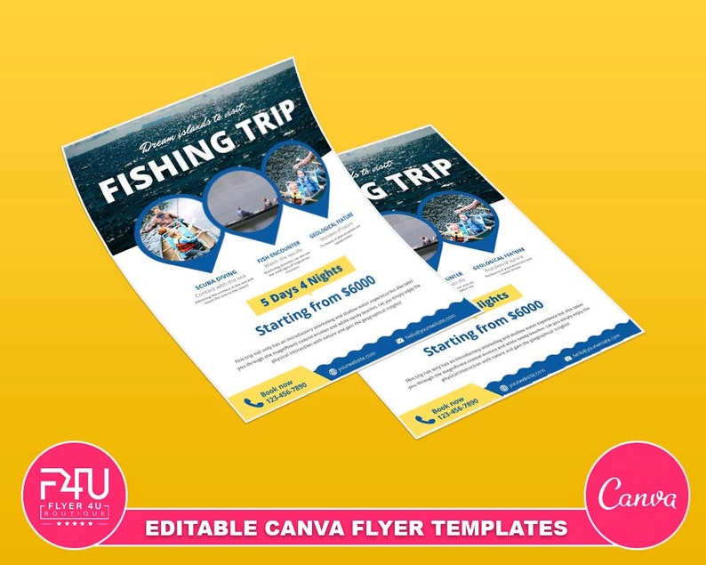 Fishing Trip Flyer, DIY Canva Fishing Trip Templates, Editable Canva US ...