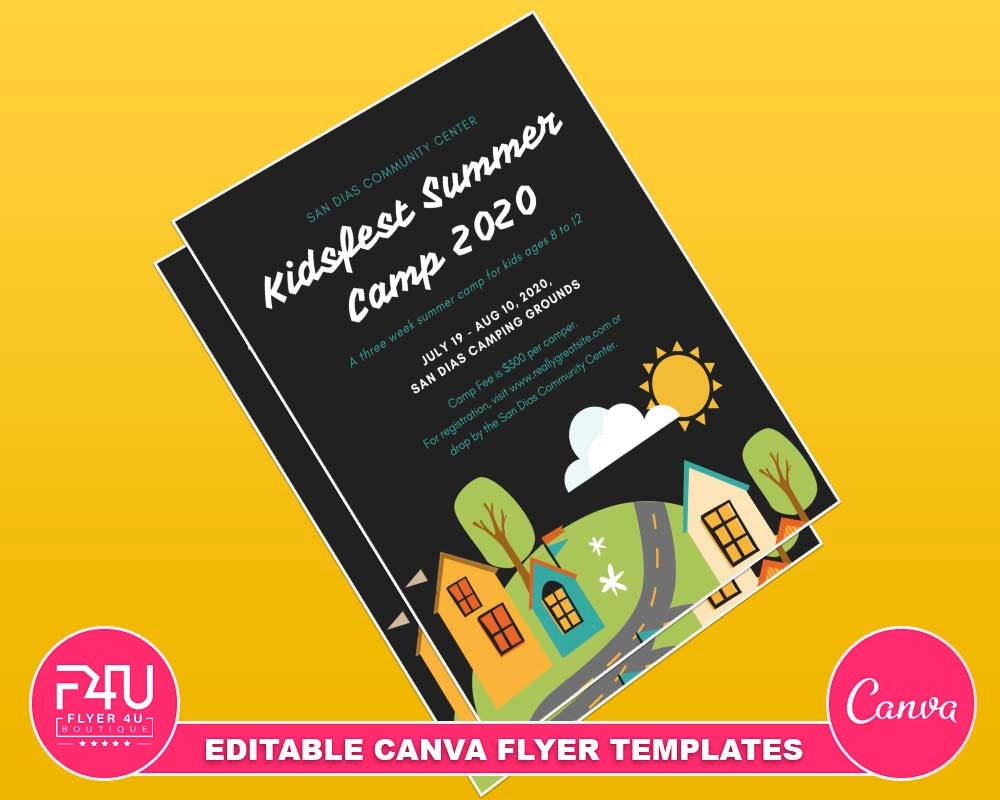 Kids Summer Camp Flyer, DIY Canva Kids Summer Camp Templates, Editable ...