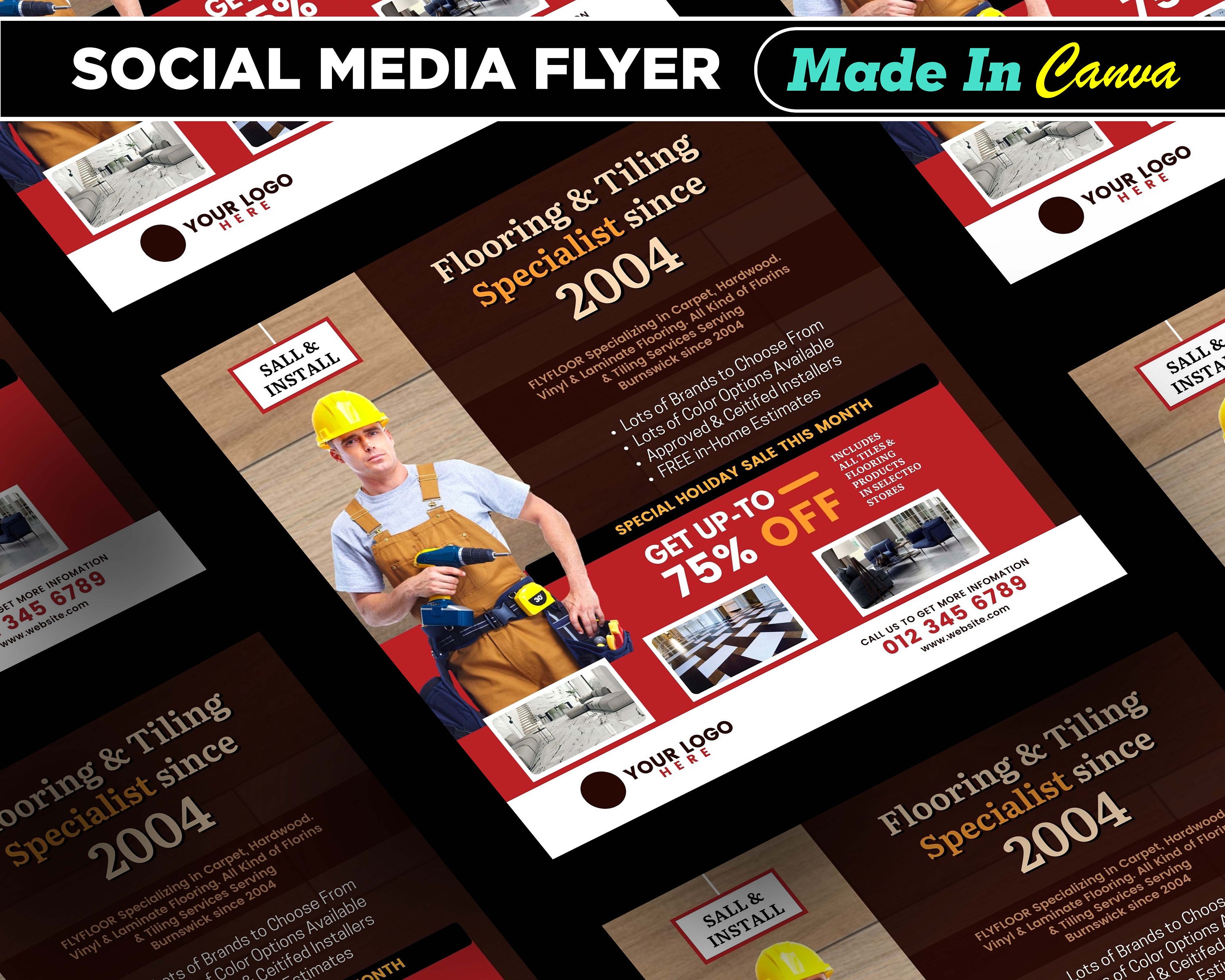 Tiles Flyer, DIY Canva Tiles Flyer Template 2022, Editable Social Media ...