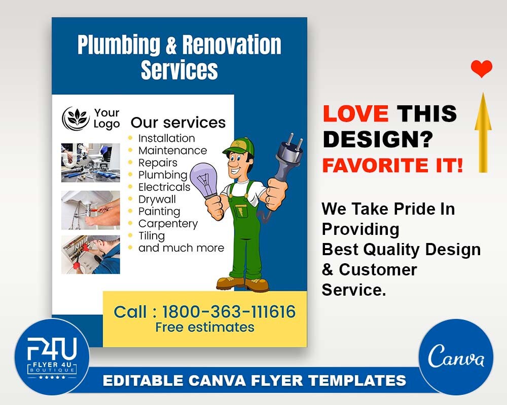 Plumbing Flyer DIY Canva Plumbing Flyer Template 2022 - Etsy