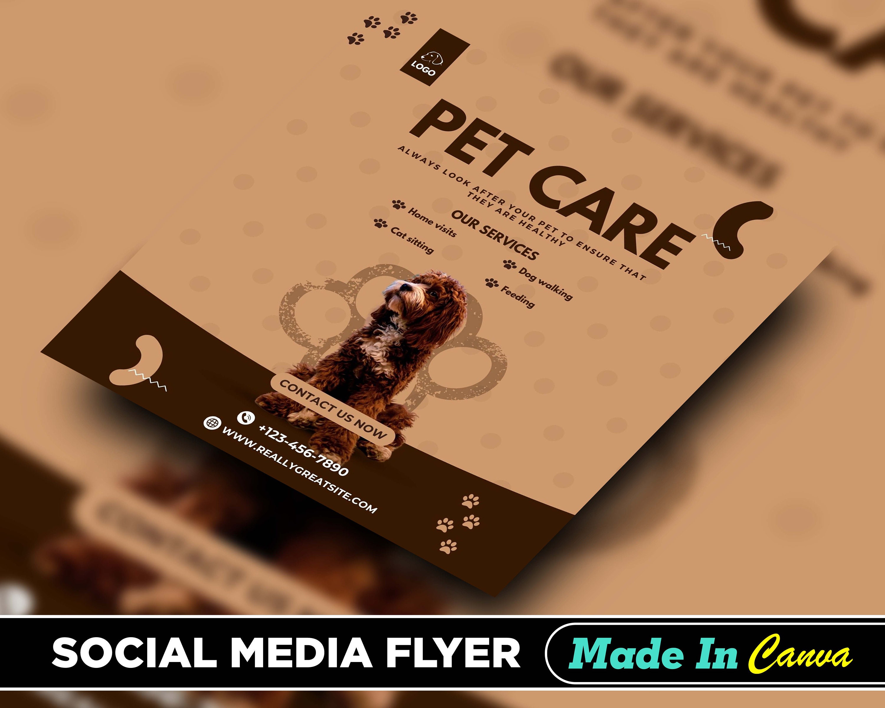 Pet Care Flyer, DIY Canva Pet Care Flyer Template 2022, Editable Canva ...