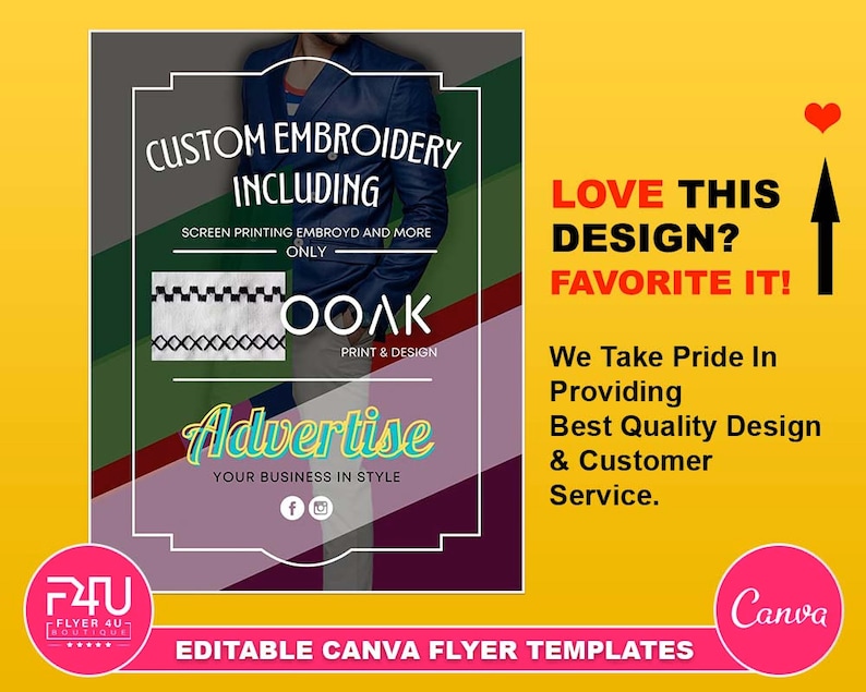 Custom Embroidery Flyer DIY Canva Custom Embroidery Flyer - Etsy
