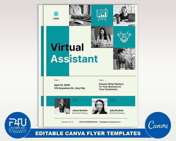 Virtual Assistant Flyer DIY Canva Virtual Assistant Flyer | Etsy