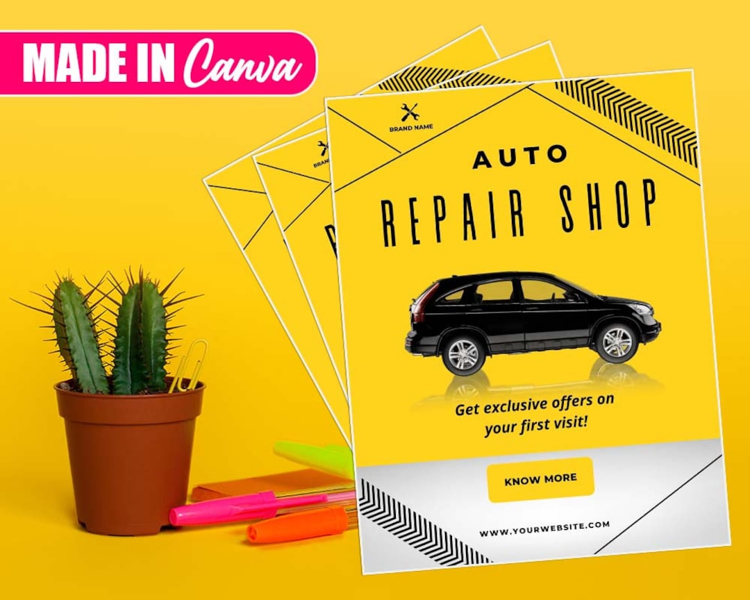 Auto Repair Shop Flyer, DIY Canva Auto Repair Shop Flyer, Editable ...