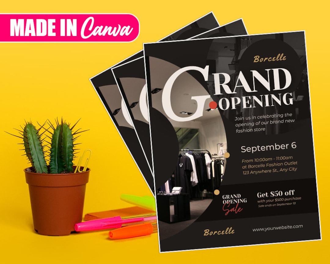 Grand Opening Business Flyer, DIY Canva Business Grand Opening Flyer ...