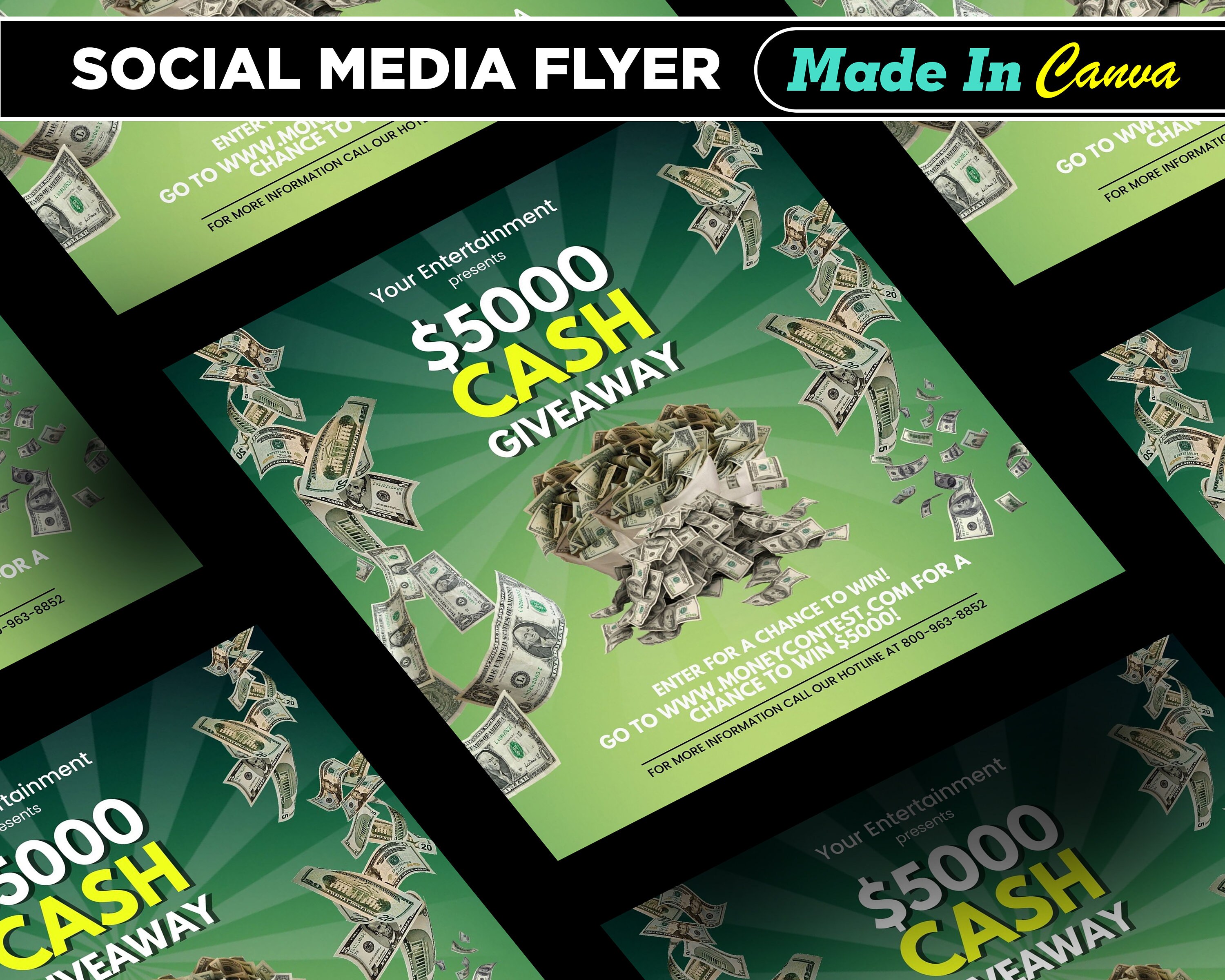 Giveaway Flyer, DIY Canva Giveaway Flyer Template, Editable Canva ...