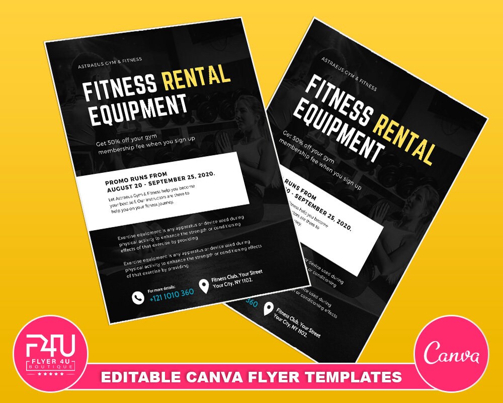 Fitness Rental Equipment Flyer DIY Canva Fitness Rental - Etsy