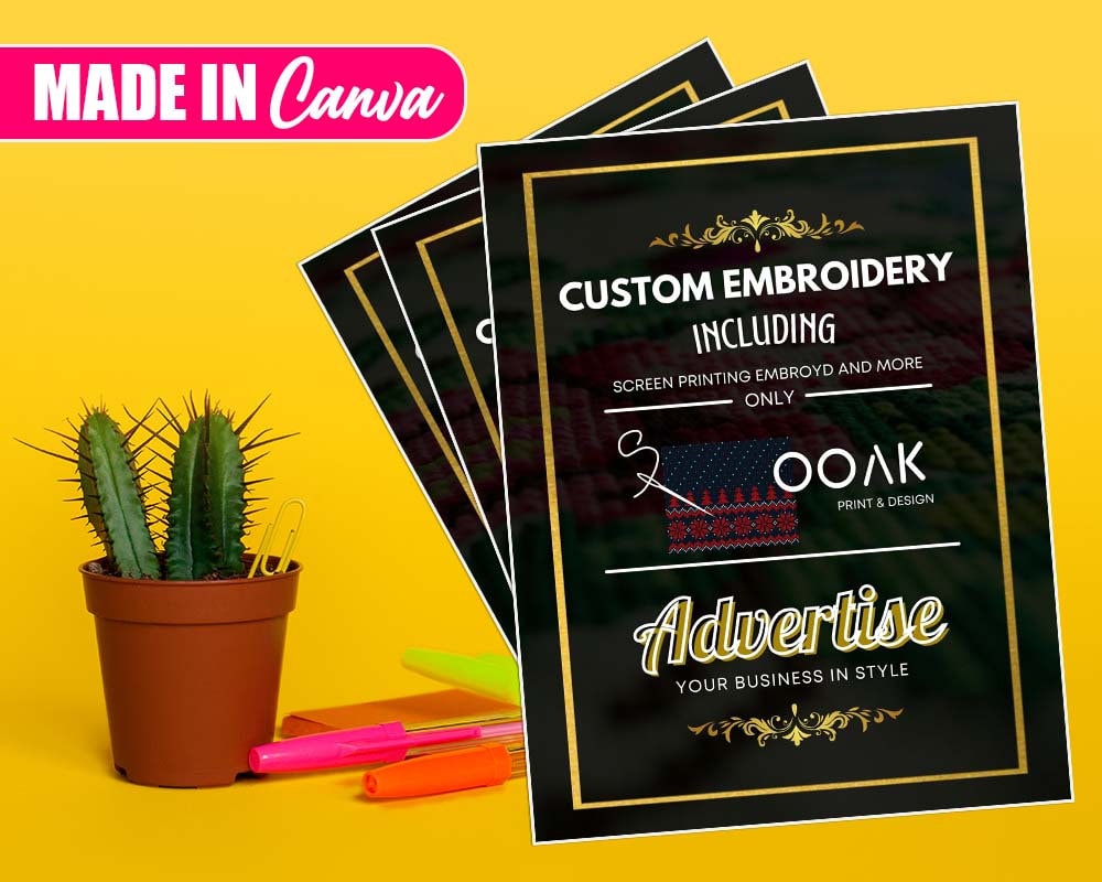 Custom Embroidery Flyer, DIY Canva Custom Embroidery Flyer Template ...