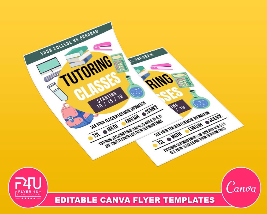 Summer Tutoring Flyers DIY Canva Summer Tutoring Flyers - Etsy